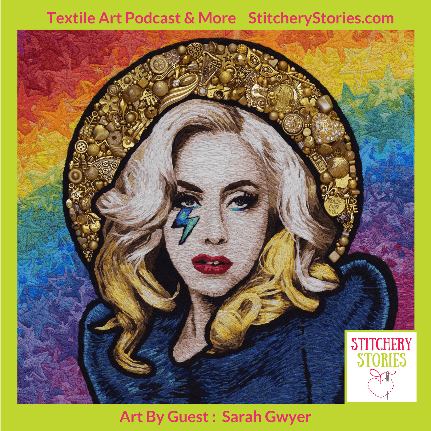 Sarah Gwyer : Contemporary Embroidery Beaded Pop Art - Stitchery Stories | Embroidery & Textile ...